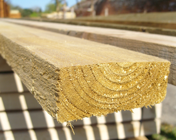 38mm x 100mm 3.6m Timber Rail PT Green